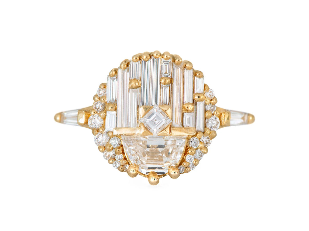 Geometric Half Moon Diamond Ring